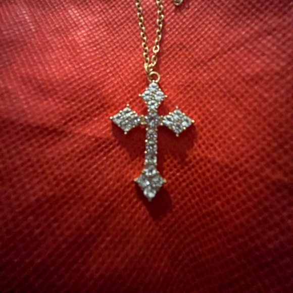 None | Jewelry | Gold Tone Fancy Cross Christian Religious Fashion ...